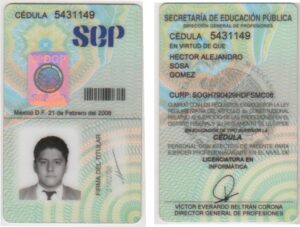 Cuántos dígitos tiene la cédula profesional en México